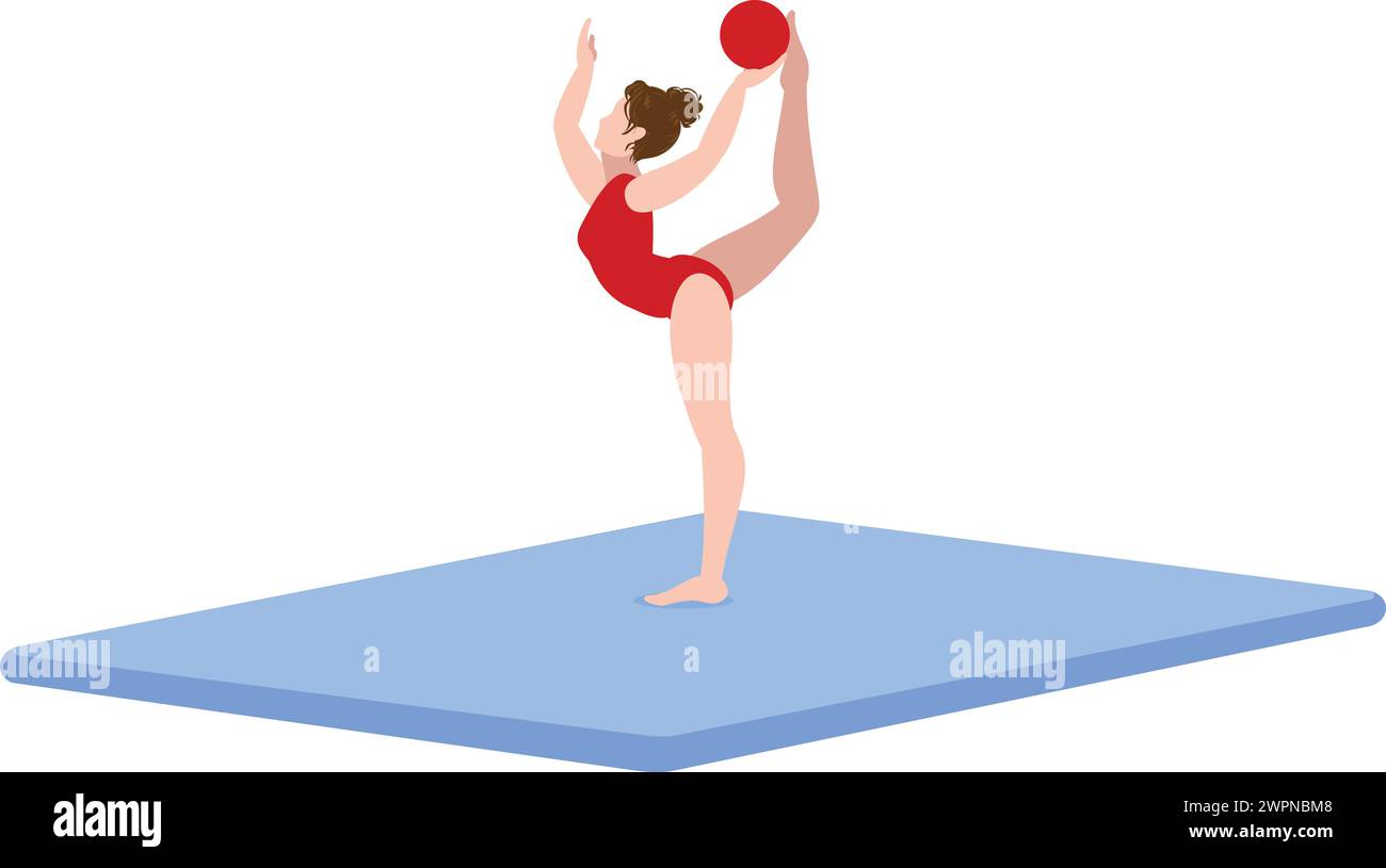 Gymnastics training ball center icon cartoon vector. Female school ...