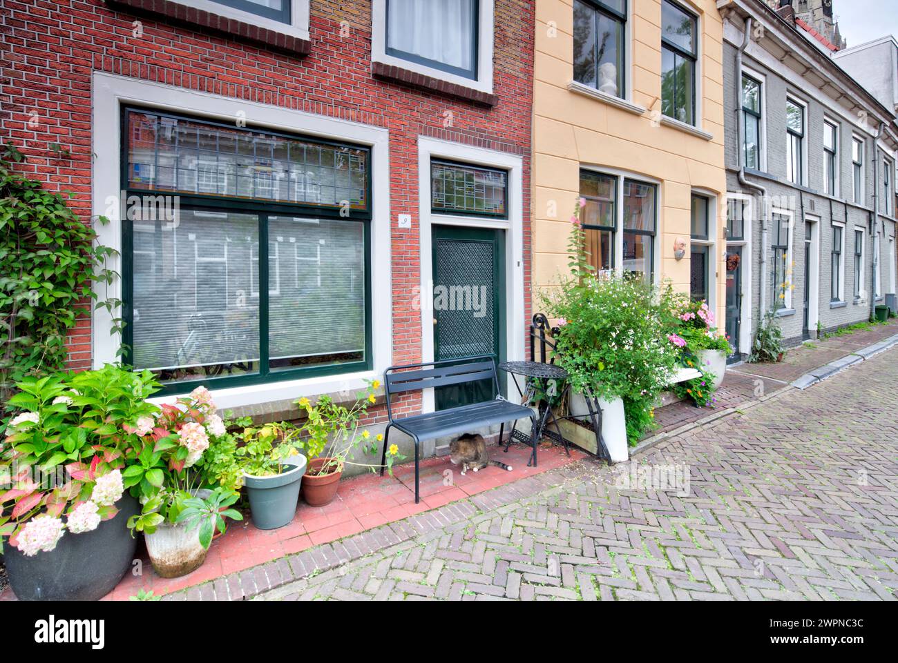 Vlamingstraat, the little street, canal, Vermeer, house view, historic ...