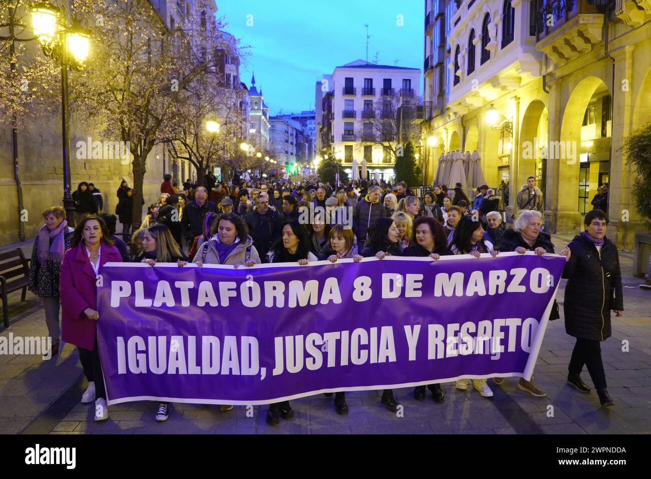 Dozens of people during the 8M demonstration on March 8 in Logroño, La ...
