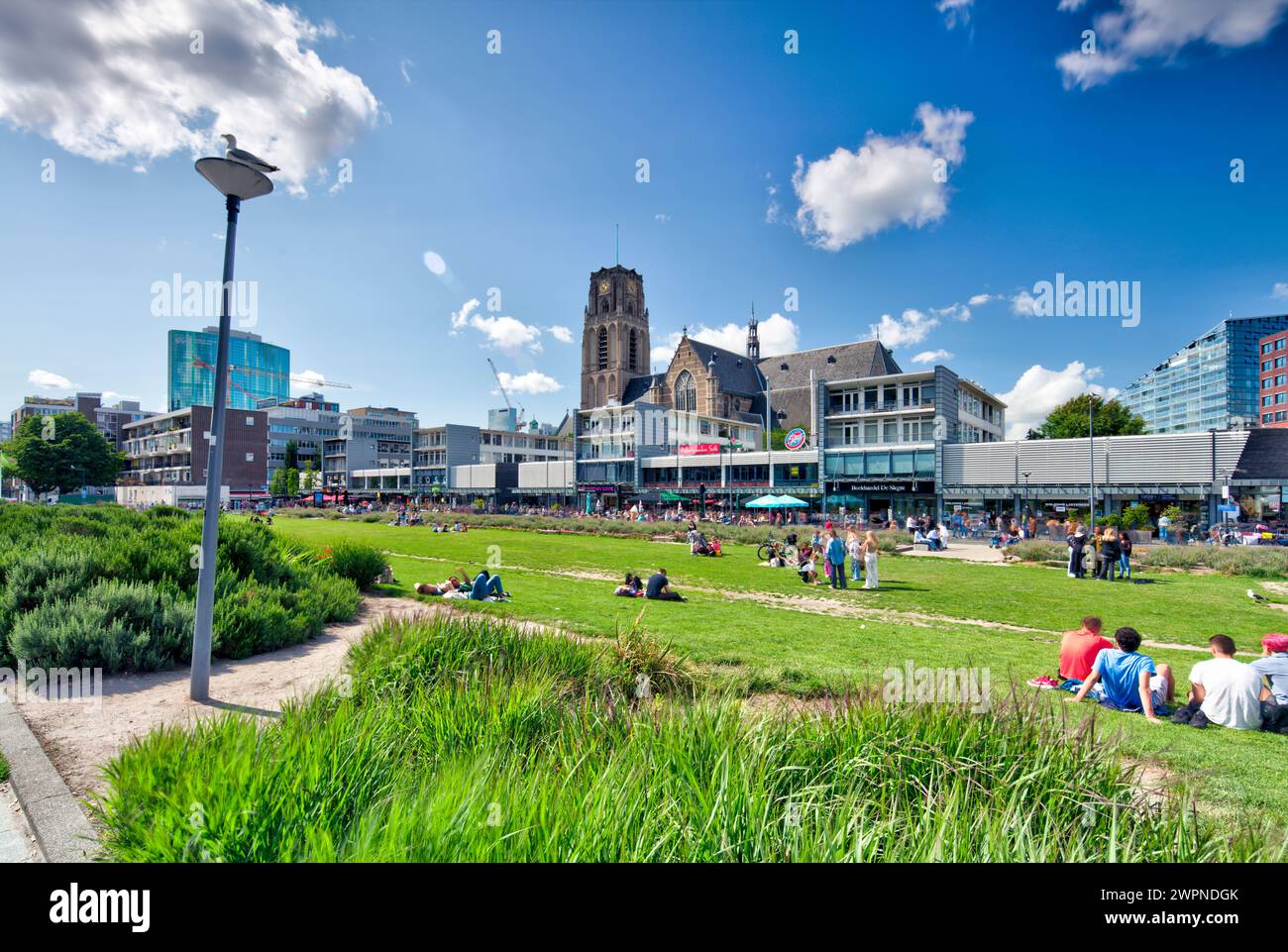 Green area at the market hall, Saint Laurens church, city district ...