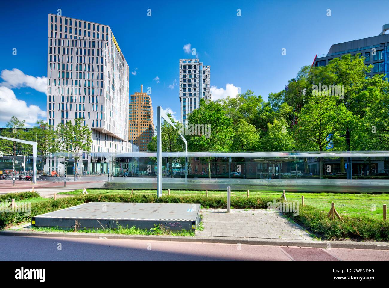 Blaak railroad station, streetcar, market, district, house facade ...