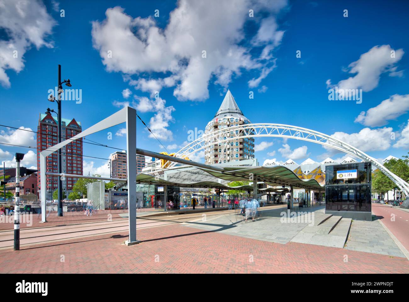 Blaak railroad station, market, city quarter, house facade, house view ...