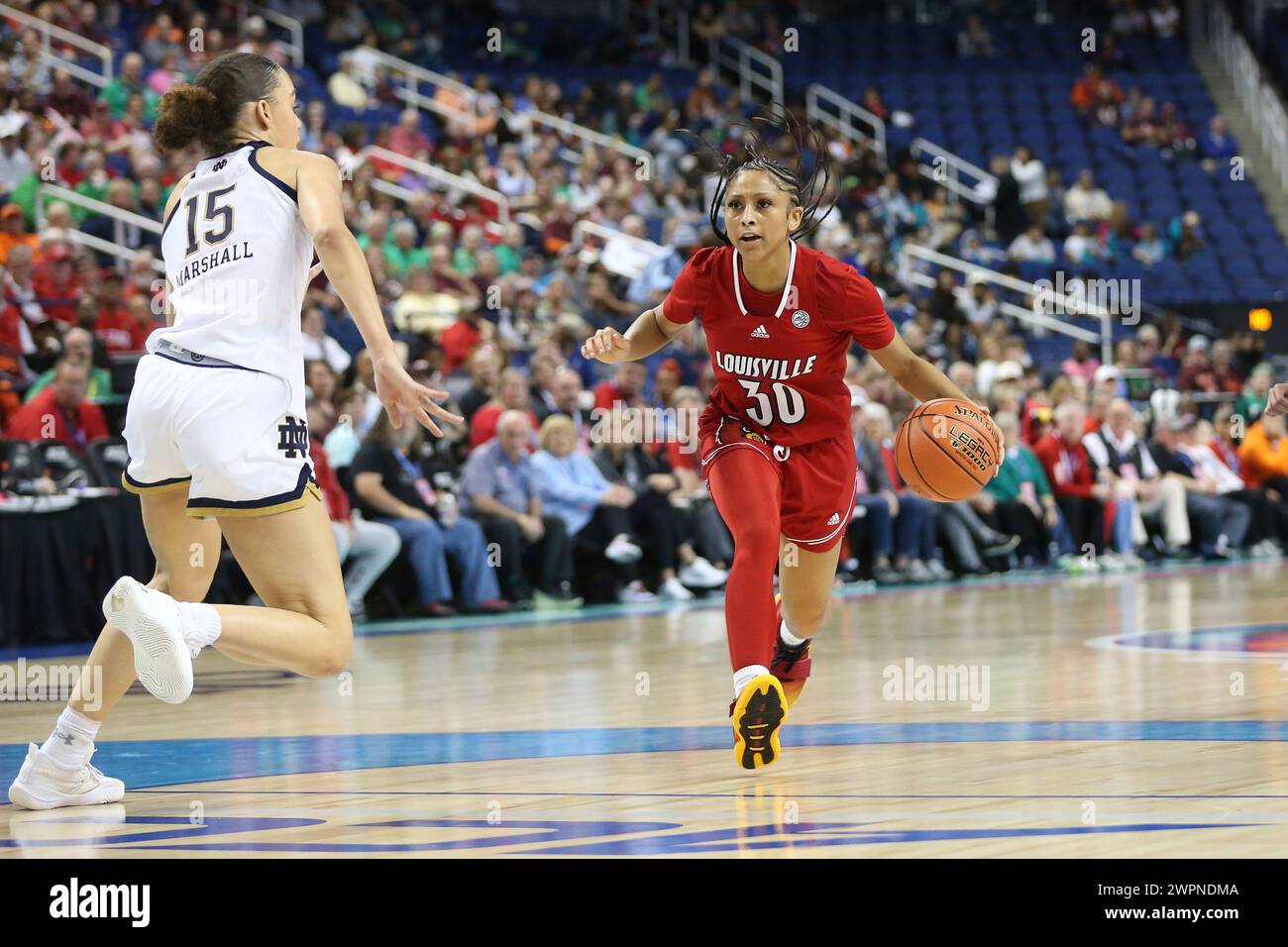 GREENSBORO, NC - MARCH 08: Louisville Cardinals guard Jayda Curry (30 ...