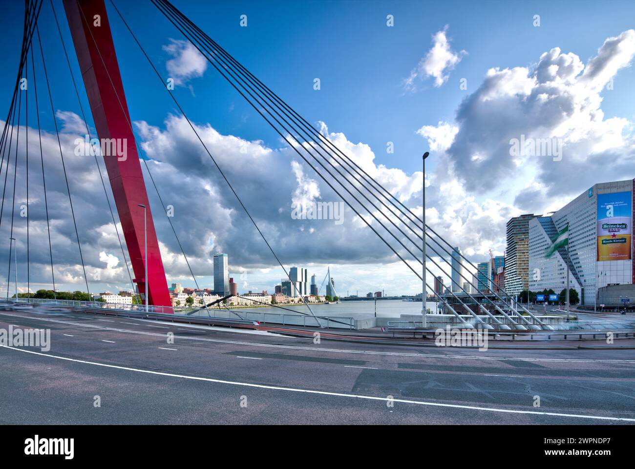 Willemsbrug, Willems Bridge, Nieuwe Maas, cable-stayed bridge, city ...