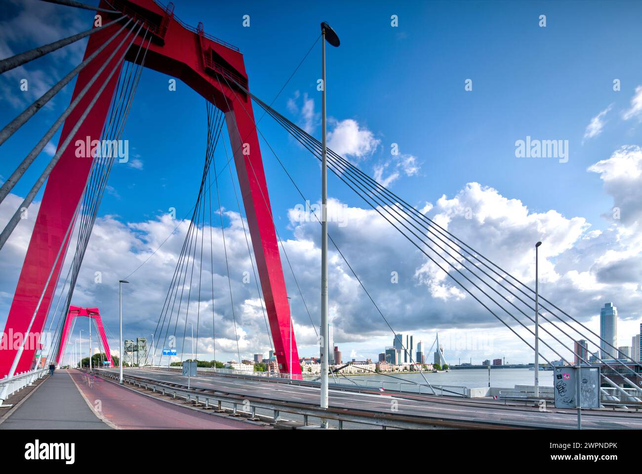 Willemsbrug, Willems Bridge, Nieuwe Maas, cable-stayed bridge, city ...