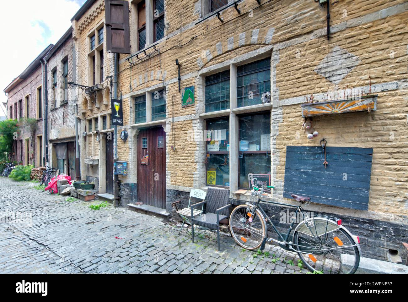 Patershol, house facade, architecture, district, view, Ghent, East ...