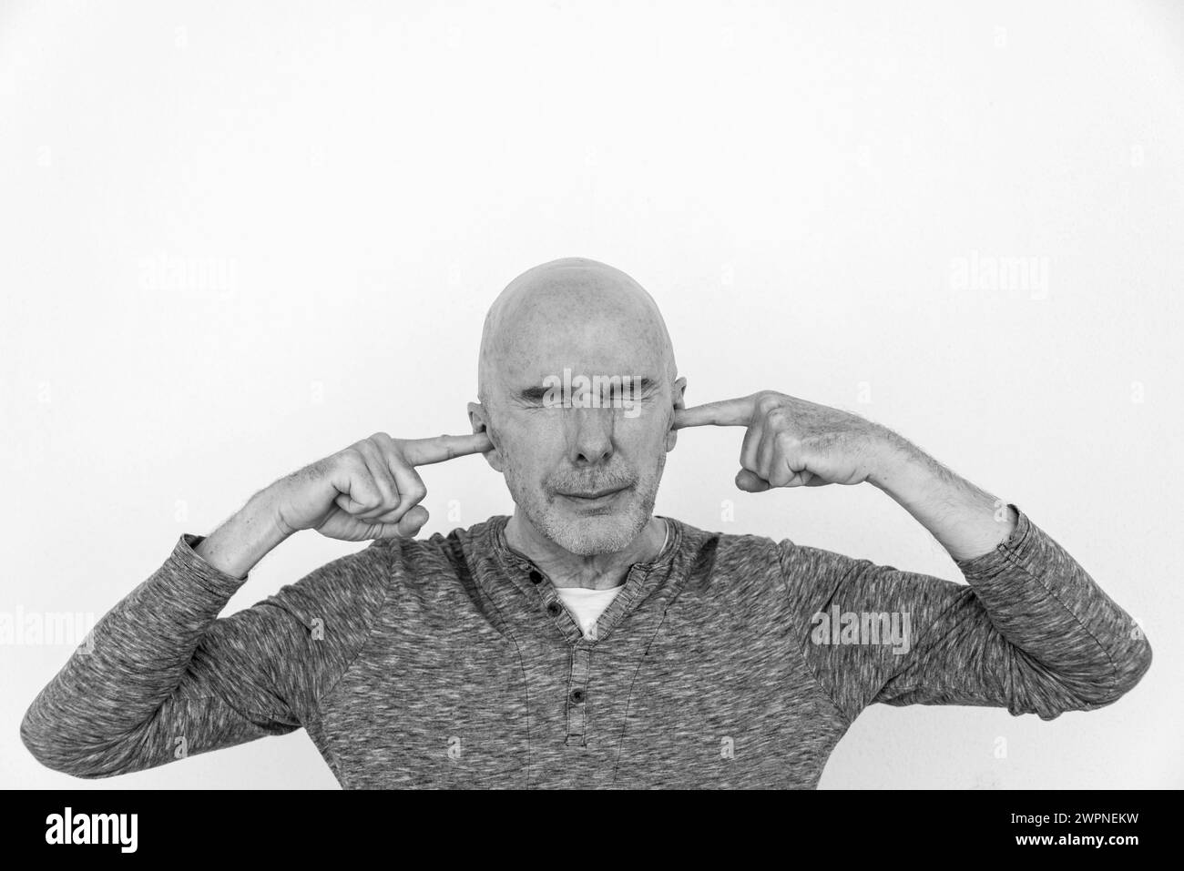 Front view mid aged caucasian Black and White Stock Photos & Images - Alamy