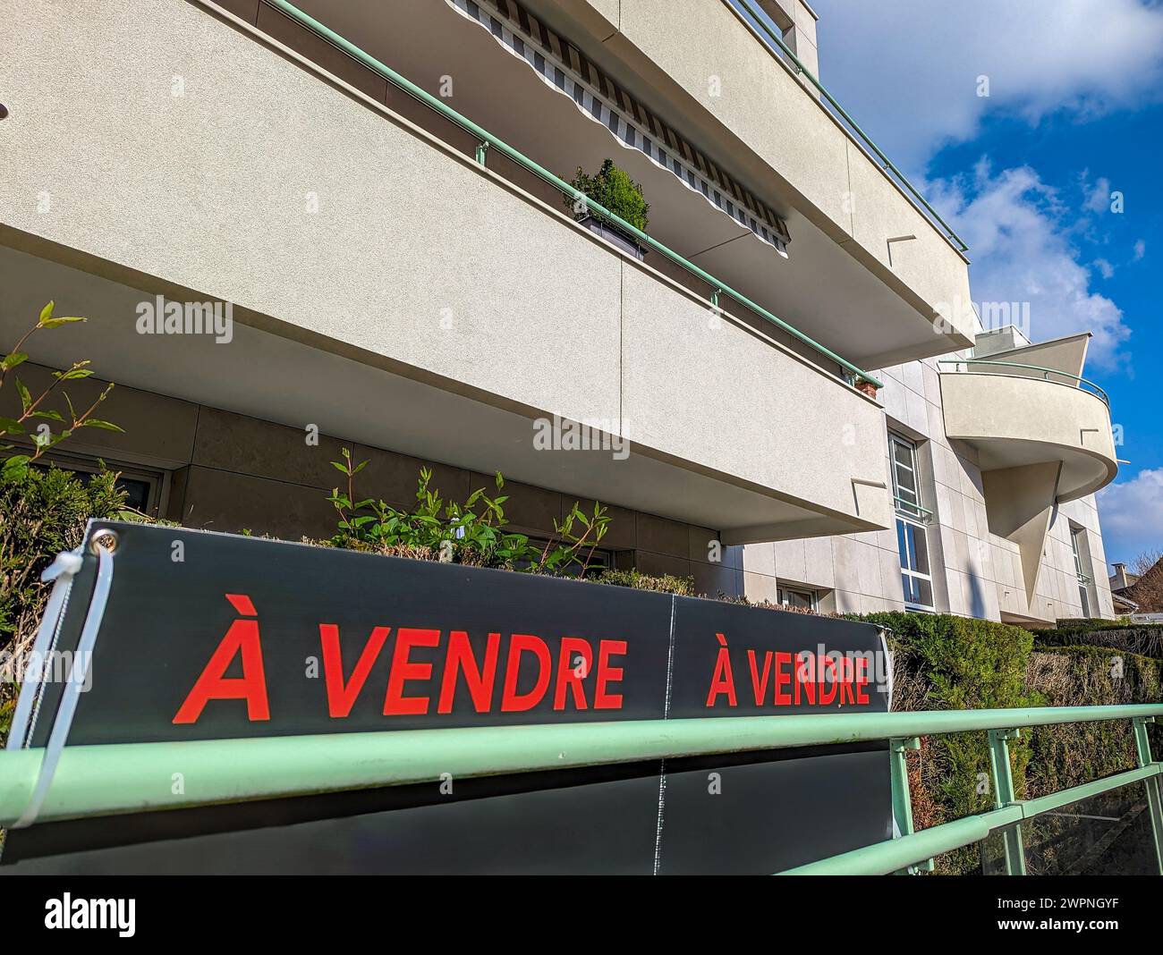 'A vendre' (English translation: 'For sale') written in French on signs ...