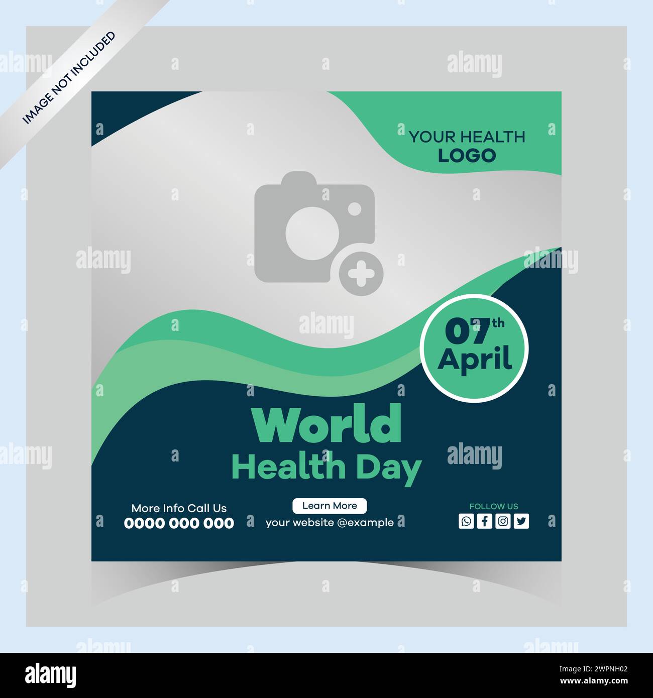 World health day instagram posts and square social media template world ...