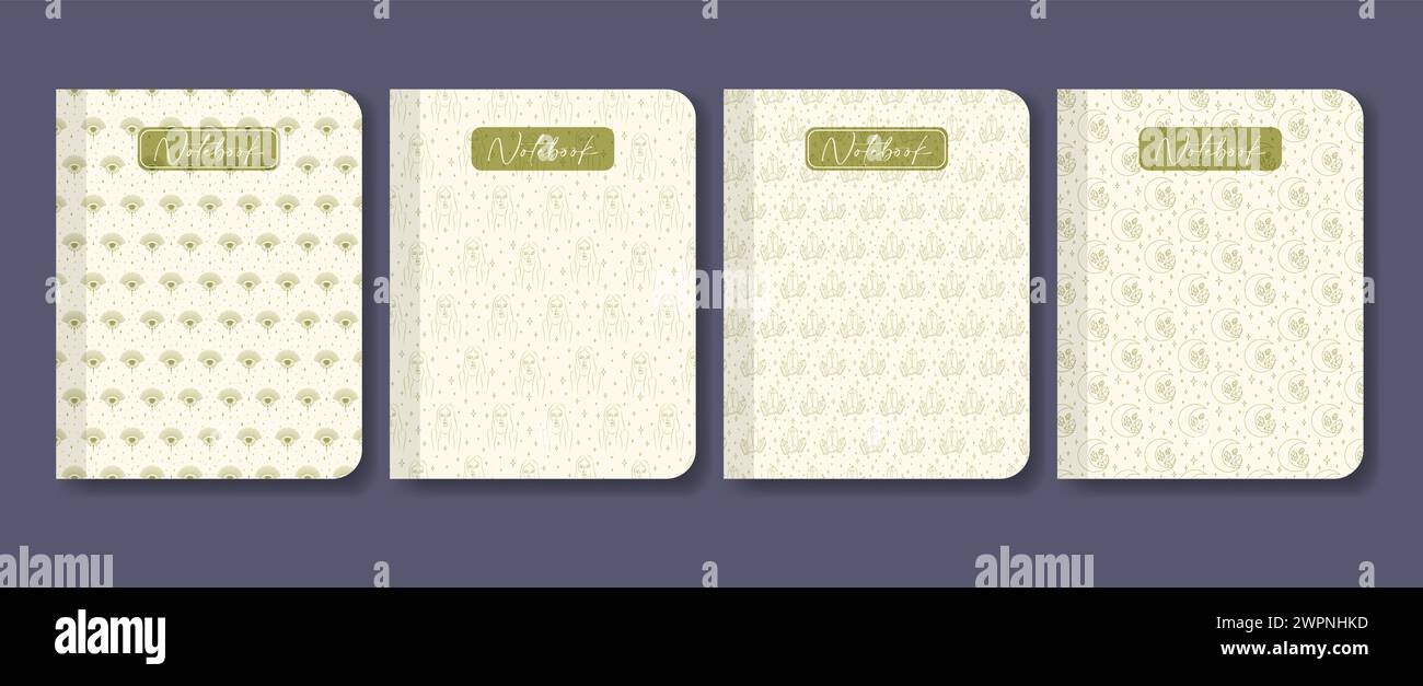 Notebook cover collection in beige colors. Diary design aesthetic ...