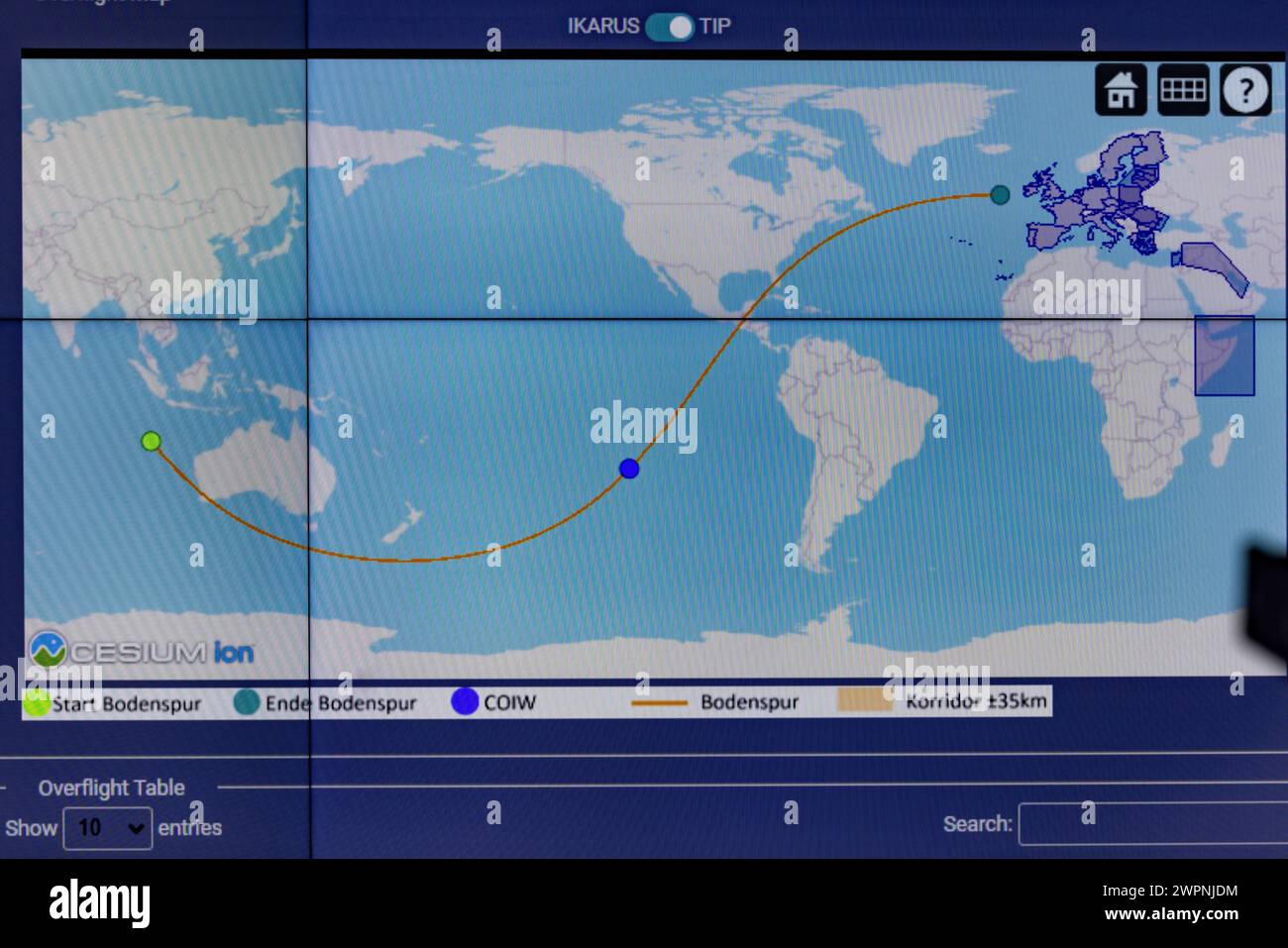 Uedem, Germany. 08th Mar, 2024. At around 19:05, the ground track of ...