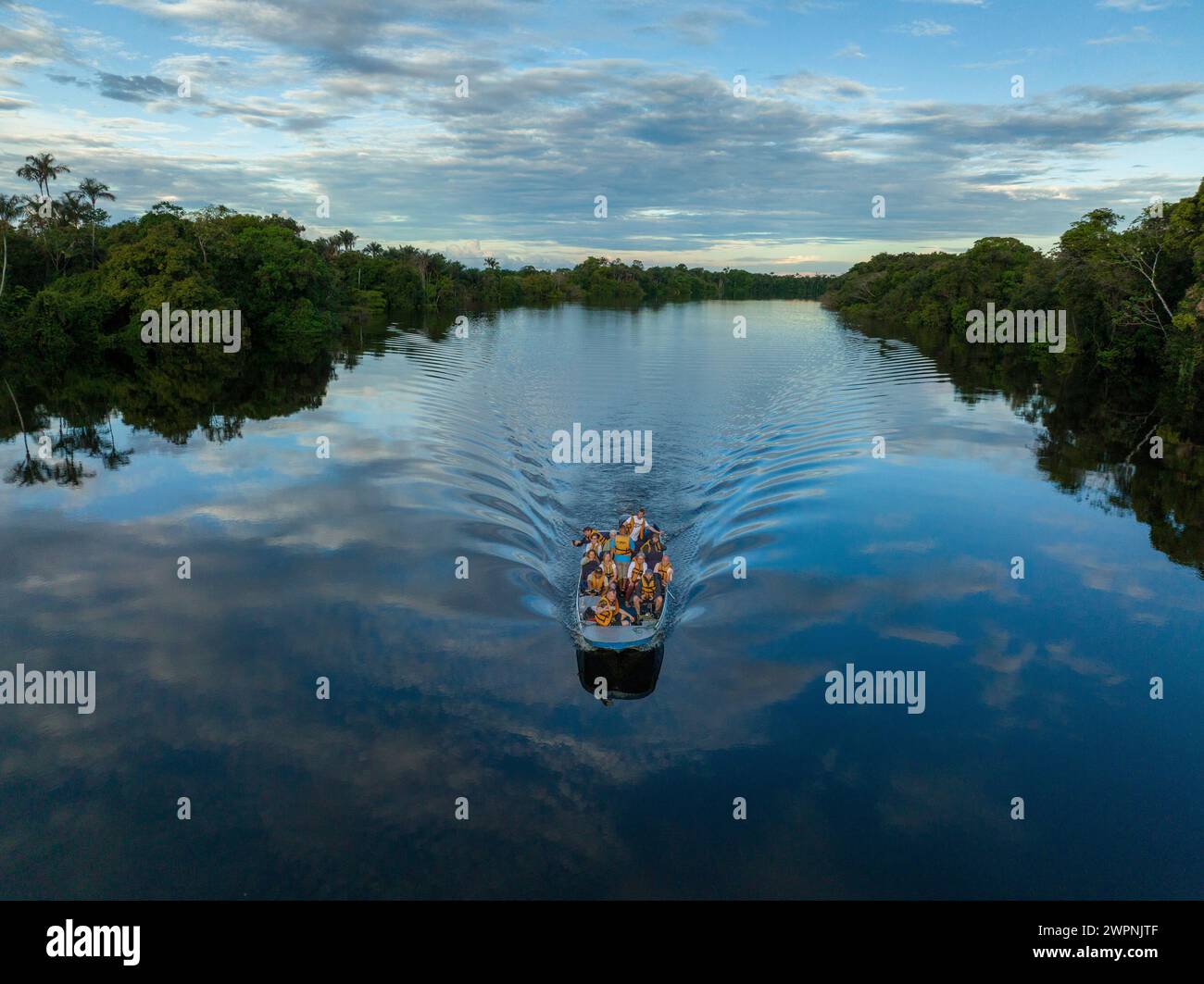 Amazon in the Brazilian rainforest with small boutique ship Stock Photo ...