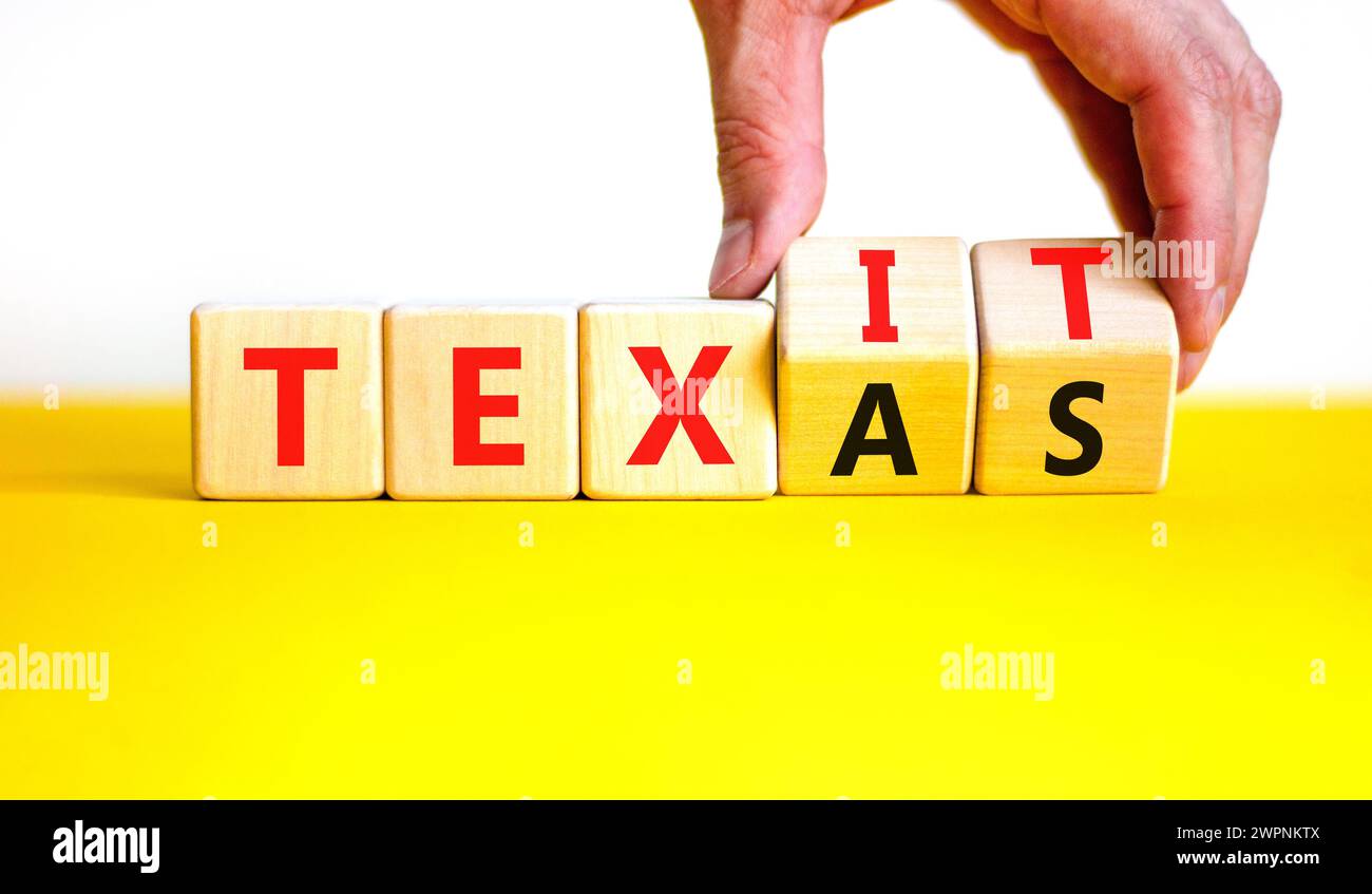 Texas or Texit symbol. Concept word Texas or Texit on beautiful wooden ...