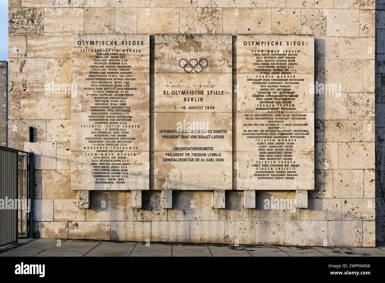 Olympic Stadium Berlin, commemorative plaque for the 1936 Olympic ...