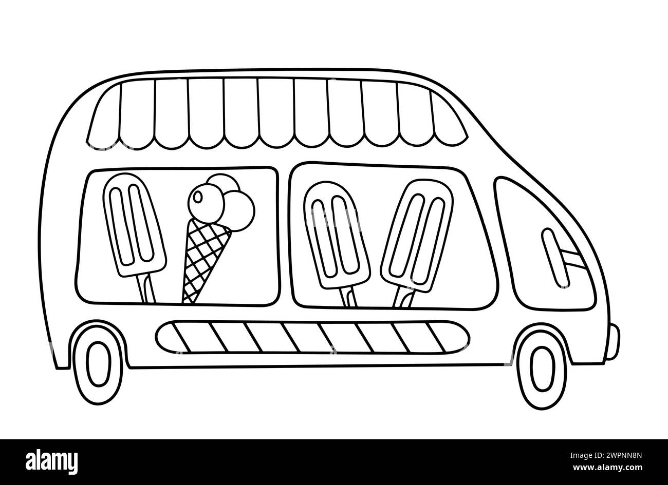 Coloring With Thick Lines For The Little Ones, Ice Cream Van Coloring ...