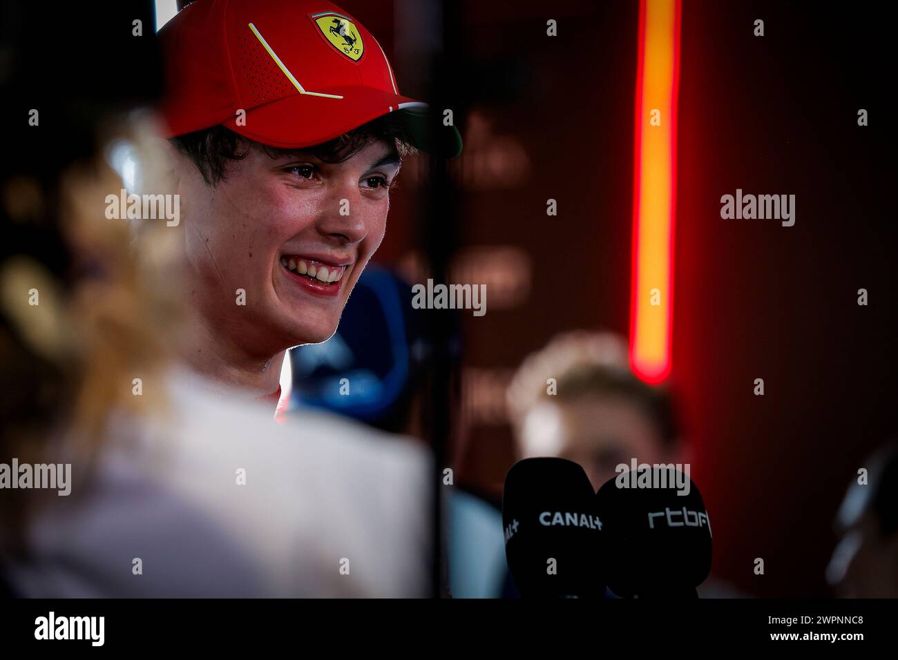 Jeddah, Arabie Saoudite. 08th Mar, 2024. BEARMAN Oliver (gbr), Scuderia Ferrari SF-24, portrait ...