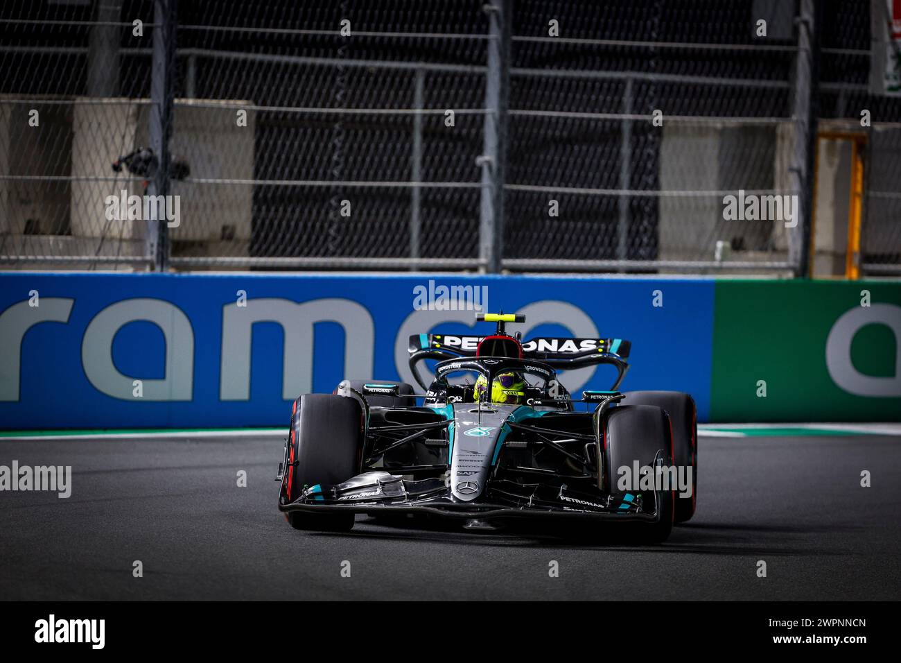 Jeddah, Arabie Saoudite. 08th Mar, 2024. 44 HAMILTON Lewis (gbr), Mercedes AMG F1 Team W15 ...