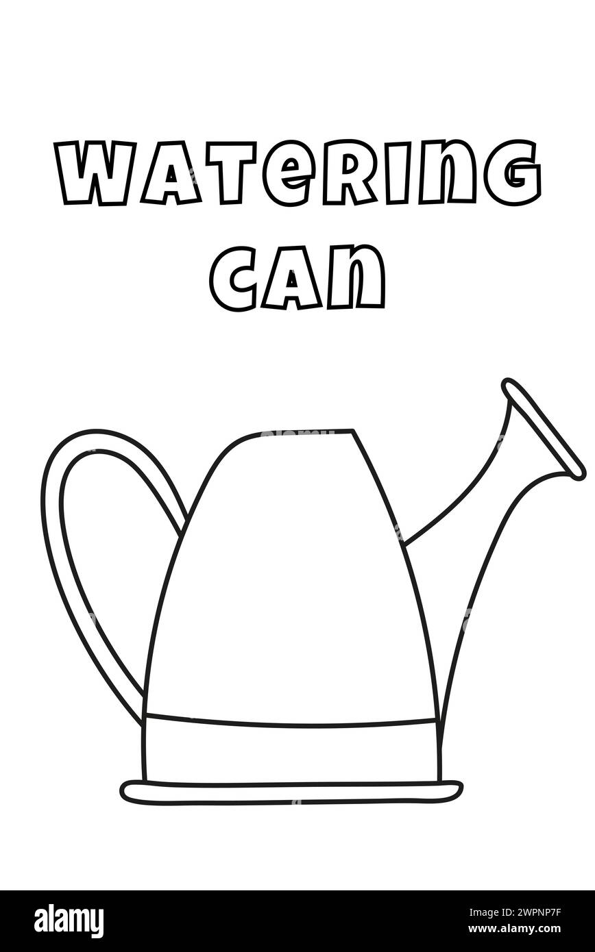 Coloring With Thick Lines For The Little Ones, Watering Can Coloring ...