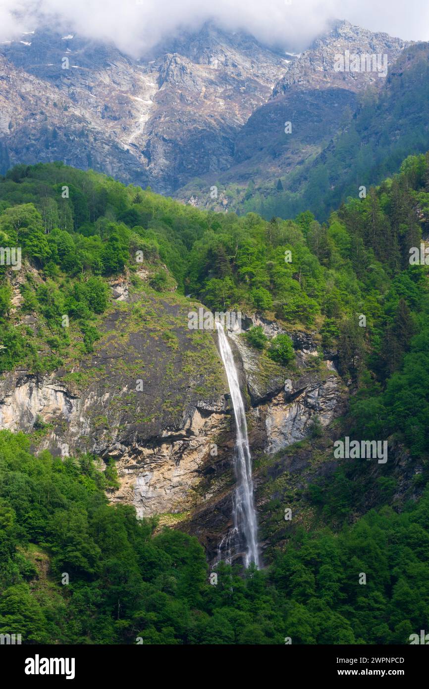 Mesocco, waterfall Cascata del Rizeu, Misox Valley in Moesa, Grisons ...
