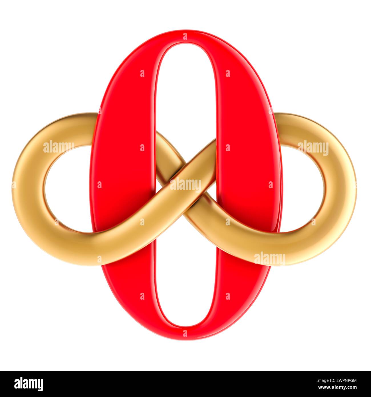 Infinity symbol with zero, 3D rendering isolated on white background ...