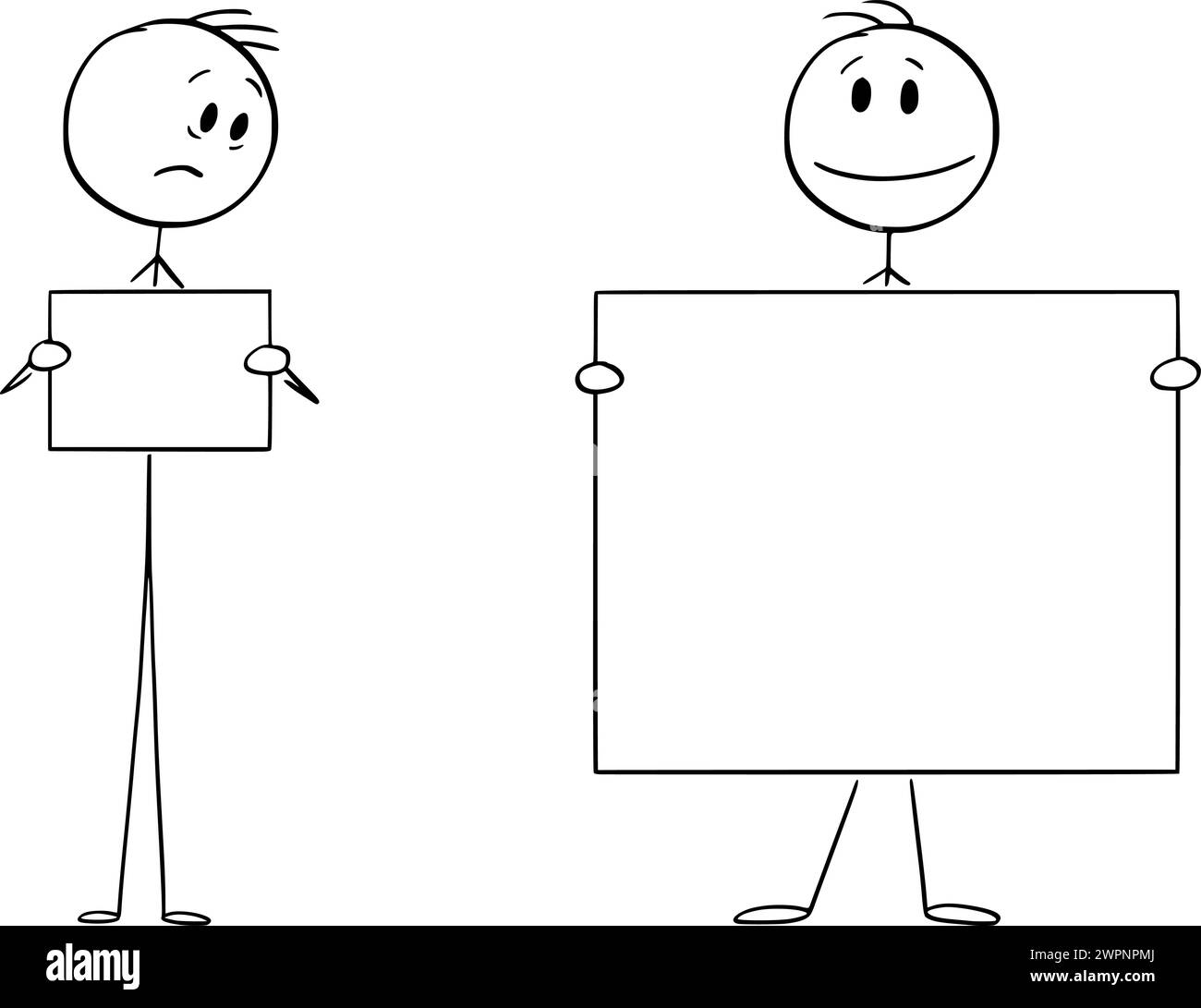 Person or Businessman Presenting in Small or Big, Vector Cartoon Stick ...