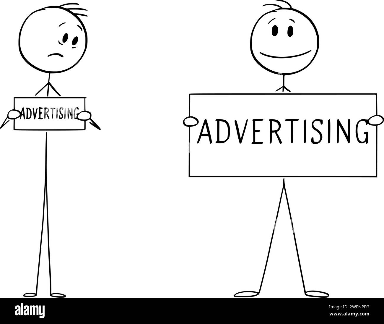 Person or Businessman Presenting in Small or Big, Vector Cartoon Stick ...