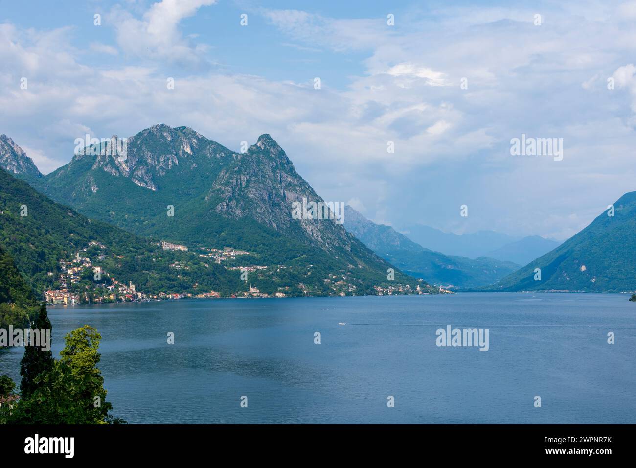 Valsolda, Lake Lugano (Lago di Lugano), view to San Mamete in Como ...