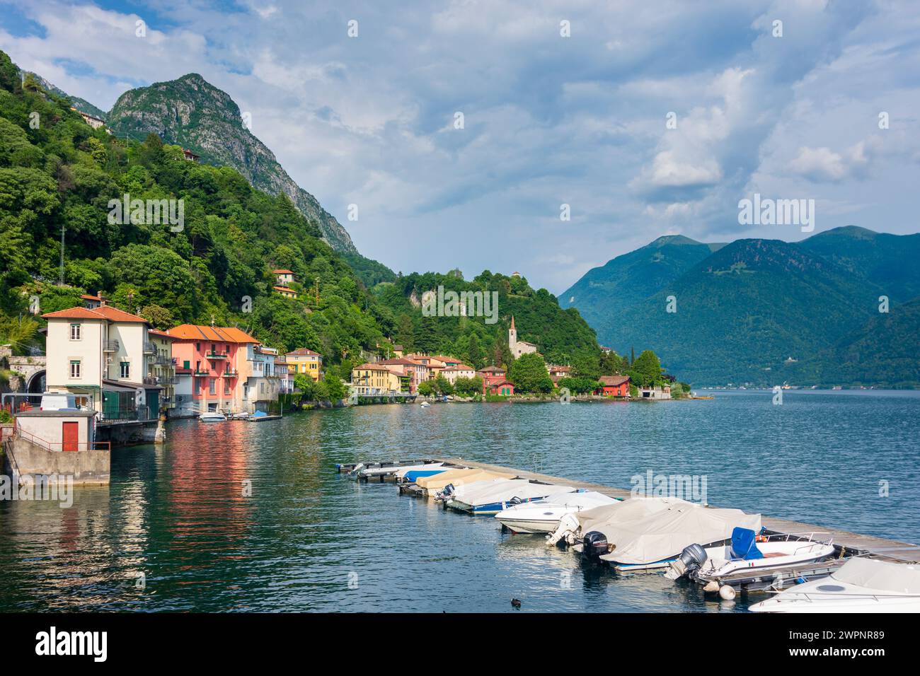 Valsolda, quarter San Mamete, Lake Lugano (Lago di Lugano), marina in ...
