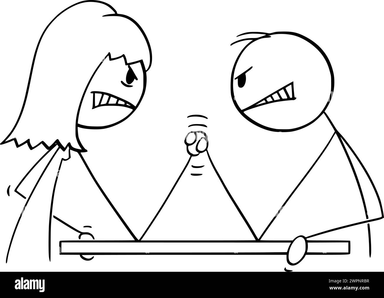 Arm Wrestling Between Man And Woman Vector Cartoon Stick Figure Illustration Stock Vector Image