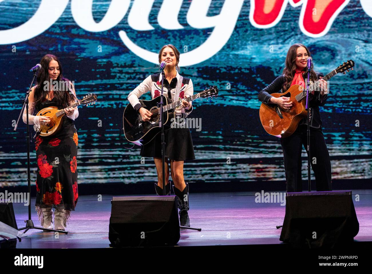 Kennedy Scott, from left, Lauren Mascitti, and Hannah Blaylock of Three Times A Lady perform at ...