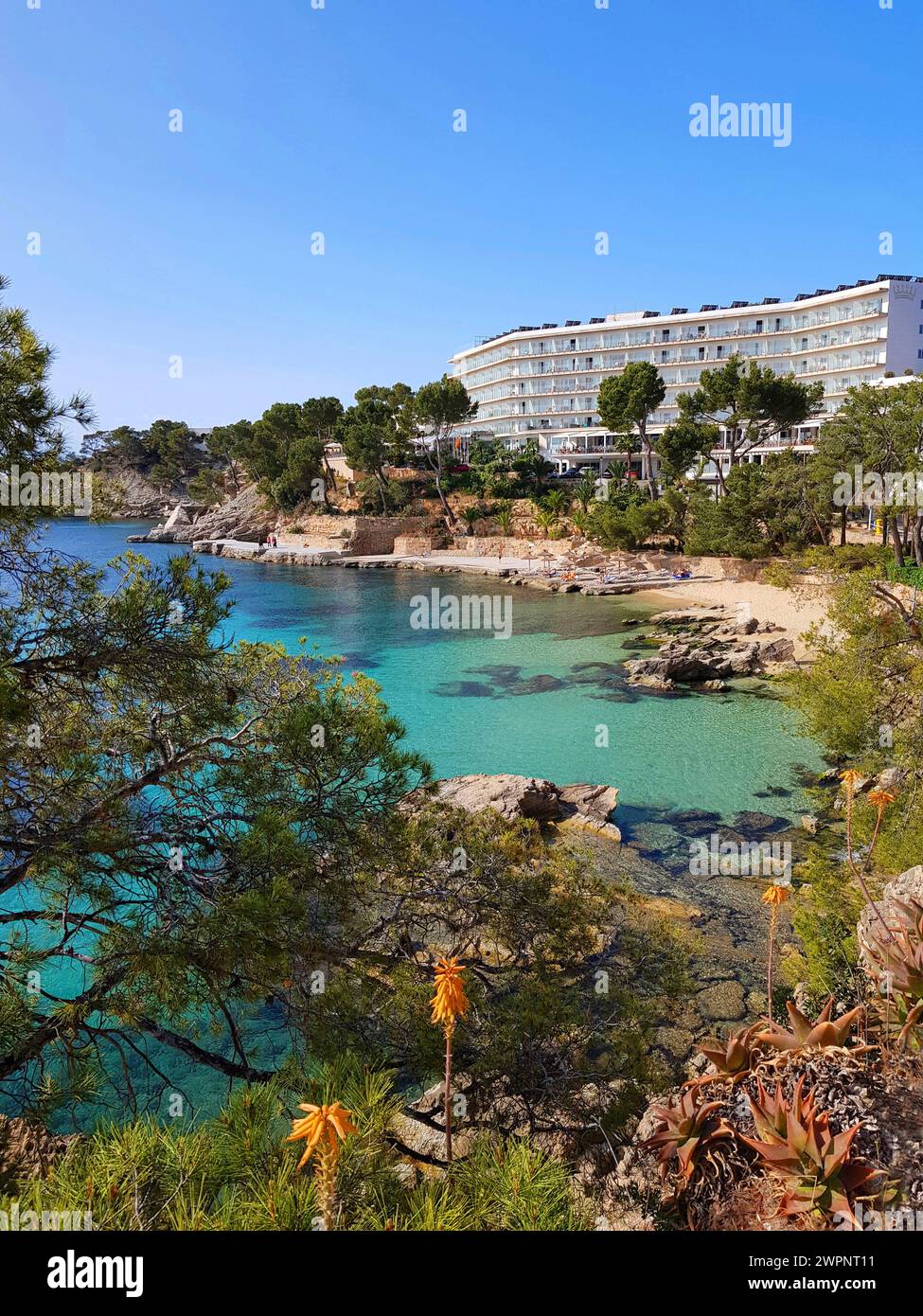 Mallorca, Cala Fornells, Hotel Cala Fornells, bay, small sandy beaches ...