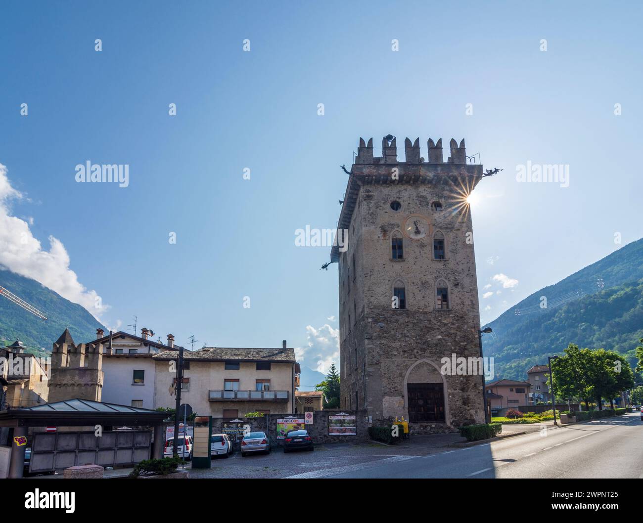 Tirano, tower Torre Torelli in Sondrio, Lombardia / Lombardy, Italy ...