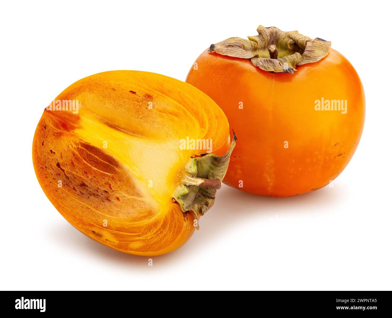 sliced persimmon path isolated on white Stock Photo - Alamy