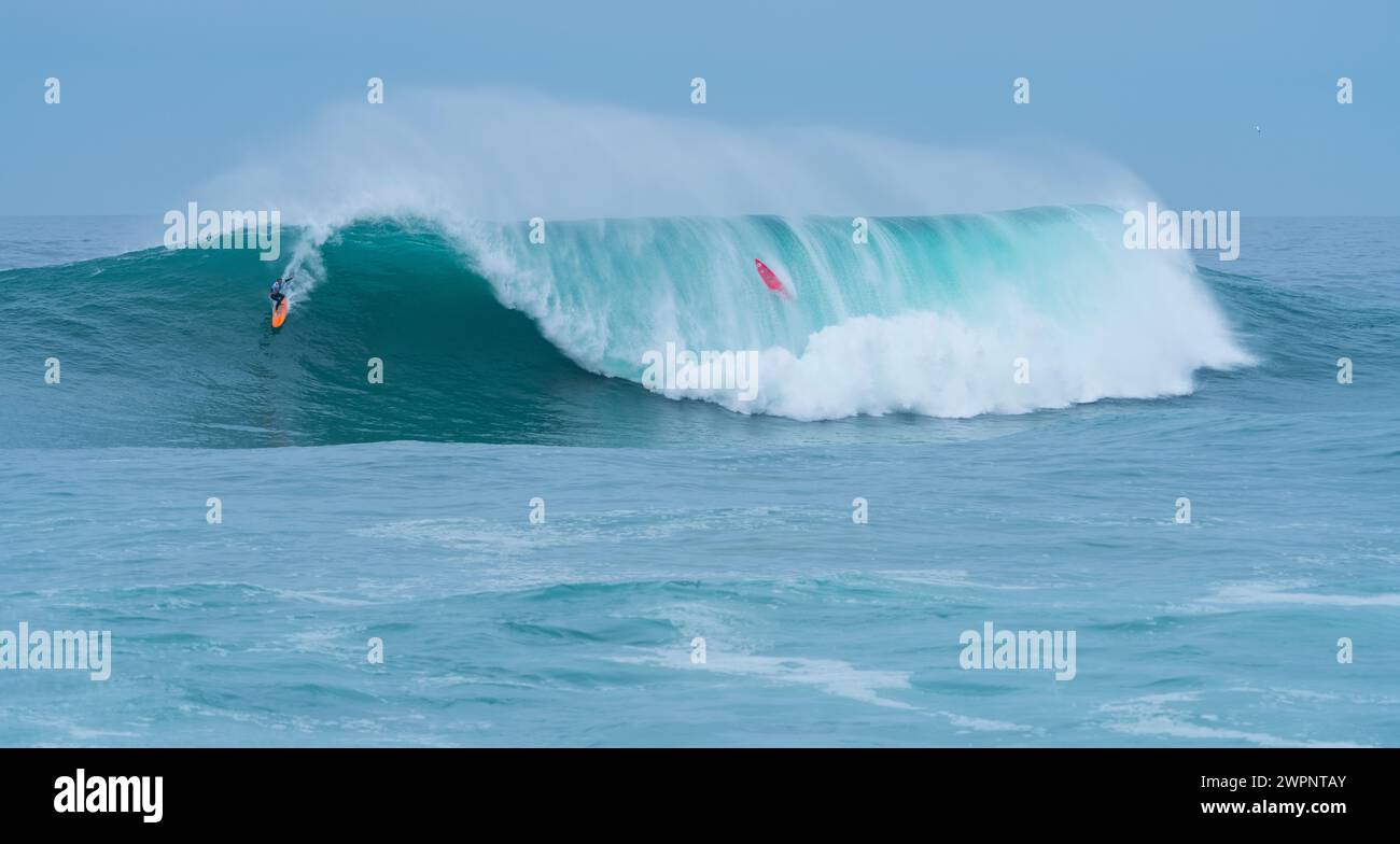 "Giant Cow" surf competition. Storm surge with big waves. Santander ...