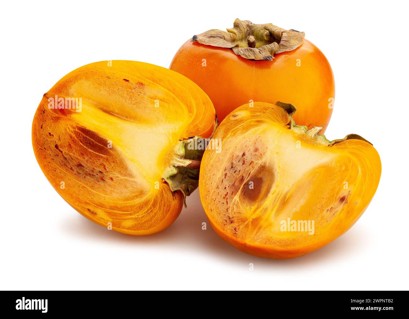 sliced persimmon path isolated on white Stock Photo - Alamy