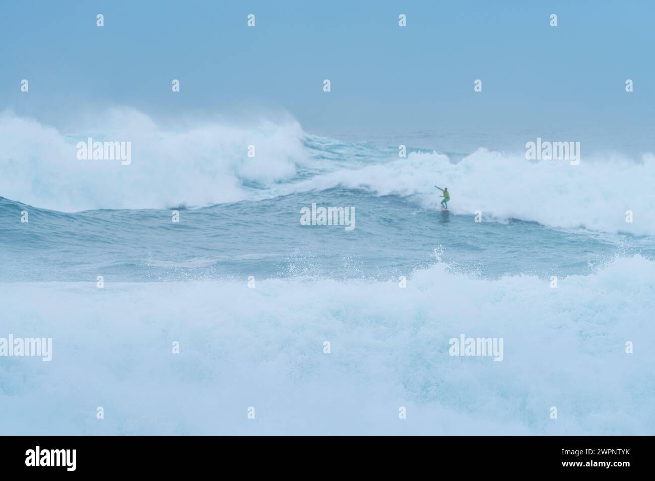 "Giant Cow" surf competition. Storm surge with big waves. Santander ...
