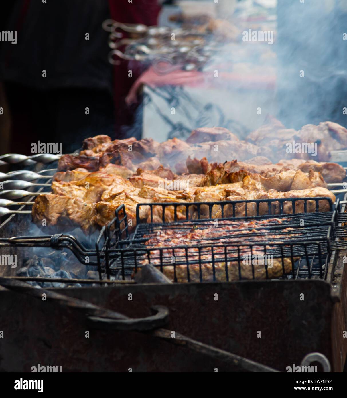 Grilling delicious marinated meat hi-res stock photography and images ...