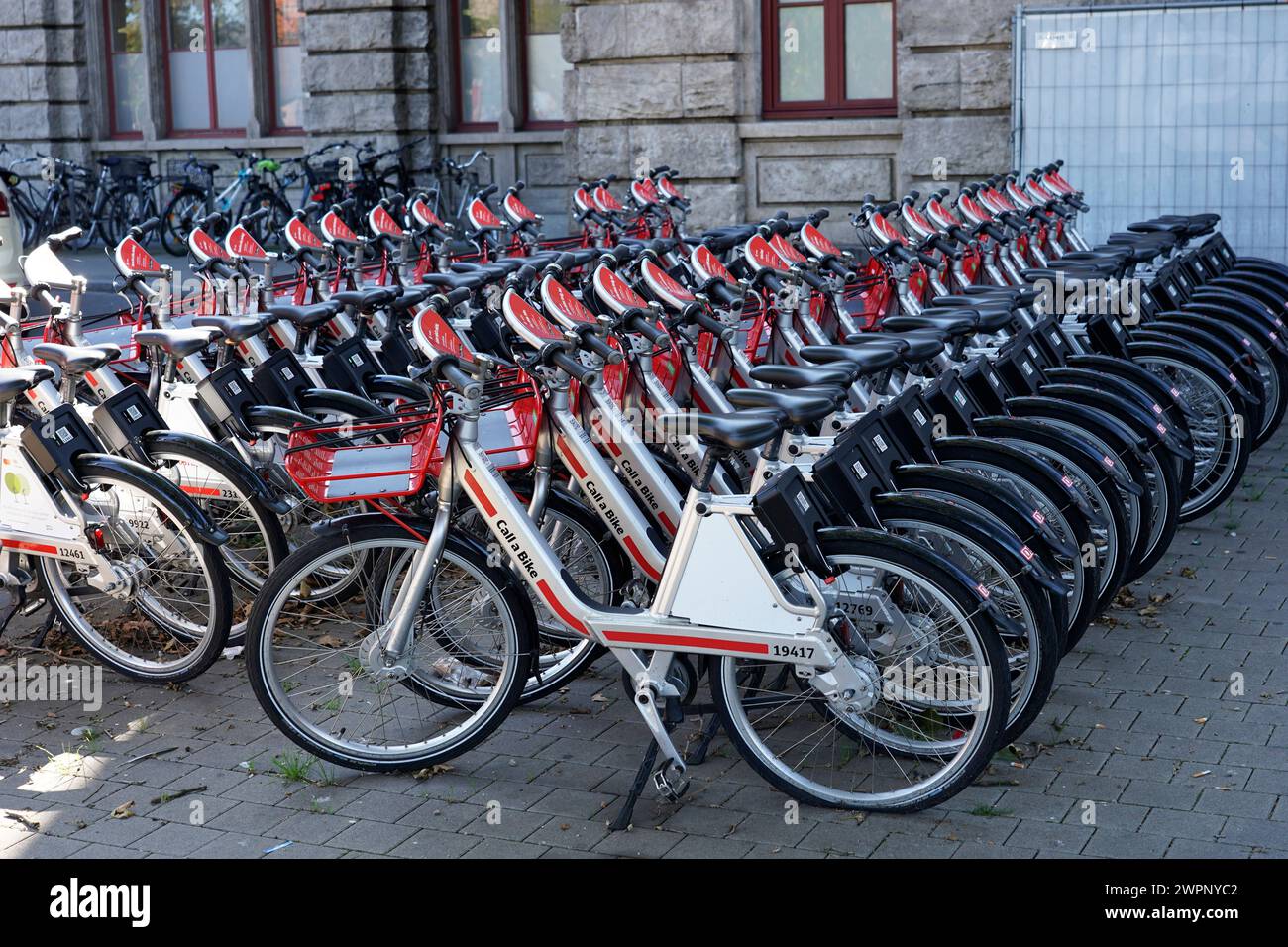Germany, Bavaria, Nuremberg, main station, bike rental, rental bikes ...