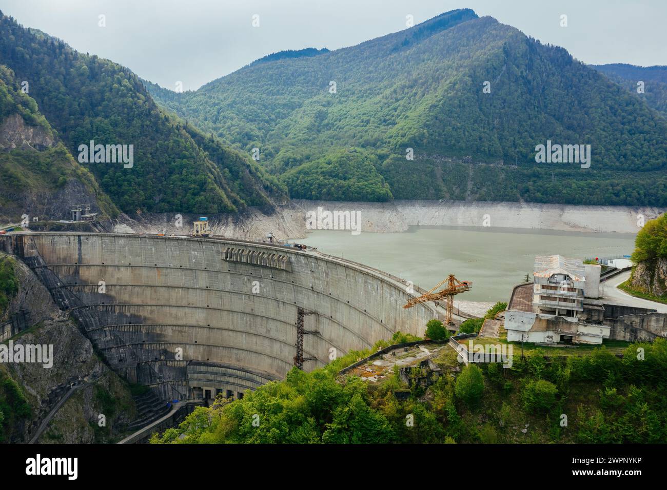 Dam of Enguri hydroelectric power plant in Georgia, aerial view Stock ...