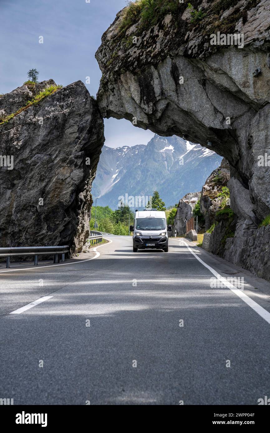 Camper van Pössl road in Switzerland Stock Photo - Alamy