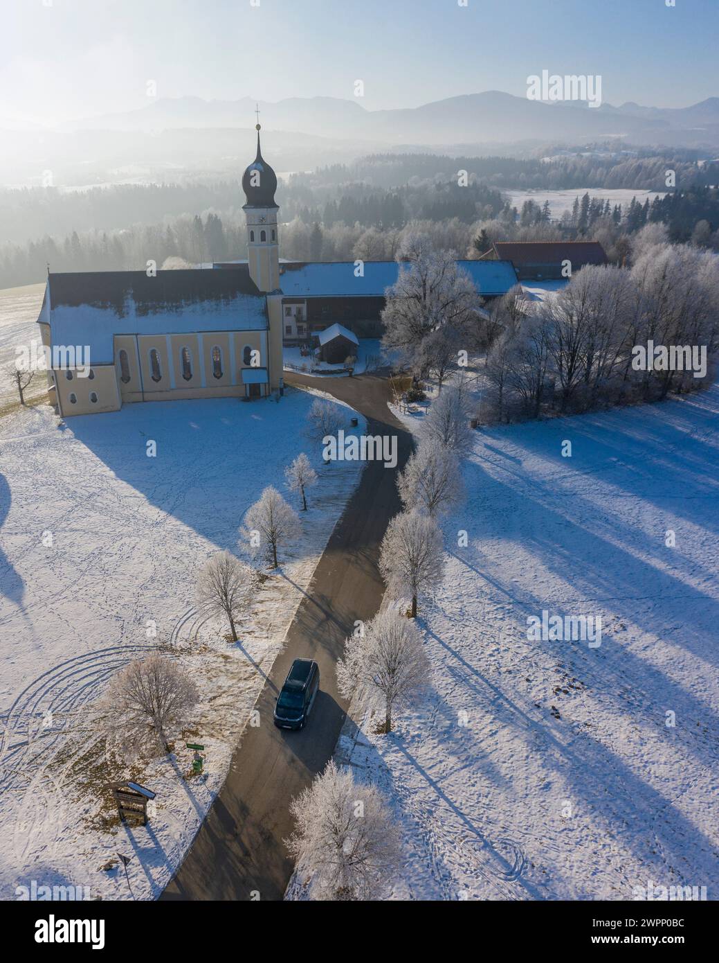 Germany snowy church in Bavaria, Germany with Camper Van Automotive ...