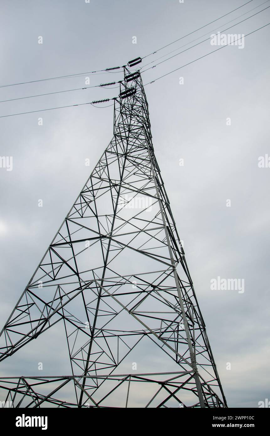 Electric power line pole , architecture Stock Photo - Alamy