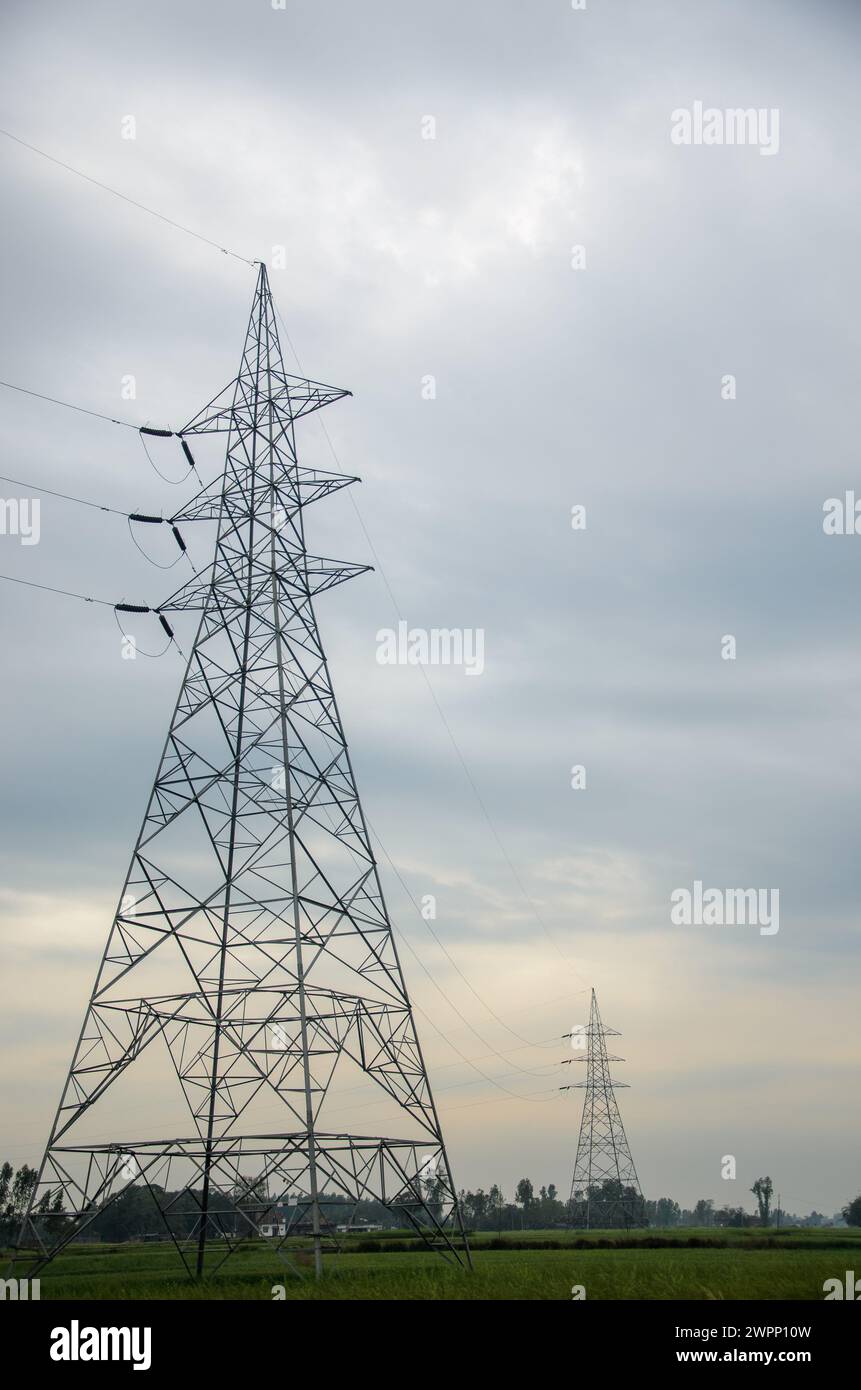 Electric power line pole , architecture and life-source Stock Photo - Alamy