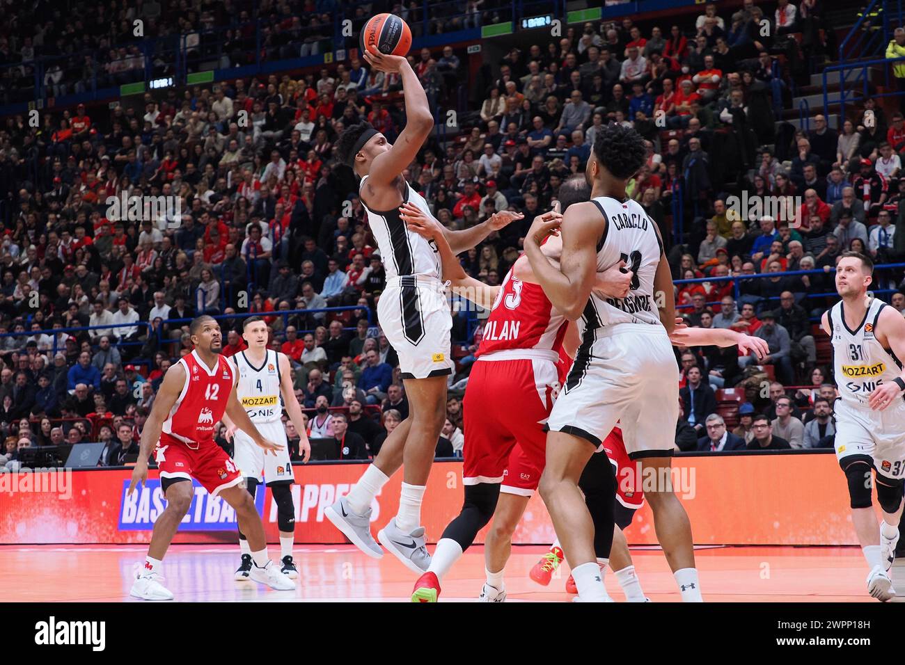 Milan, Italy. 08th Mar, 2024. Zach Leday (Partizan Belgrade) & Bruno ...