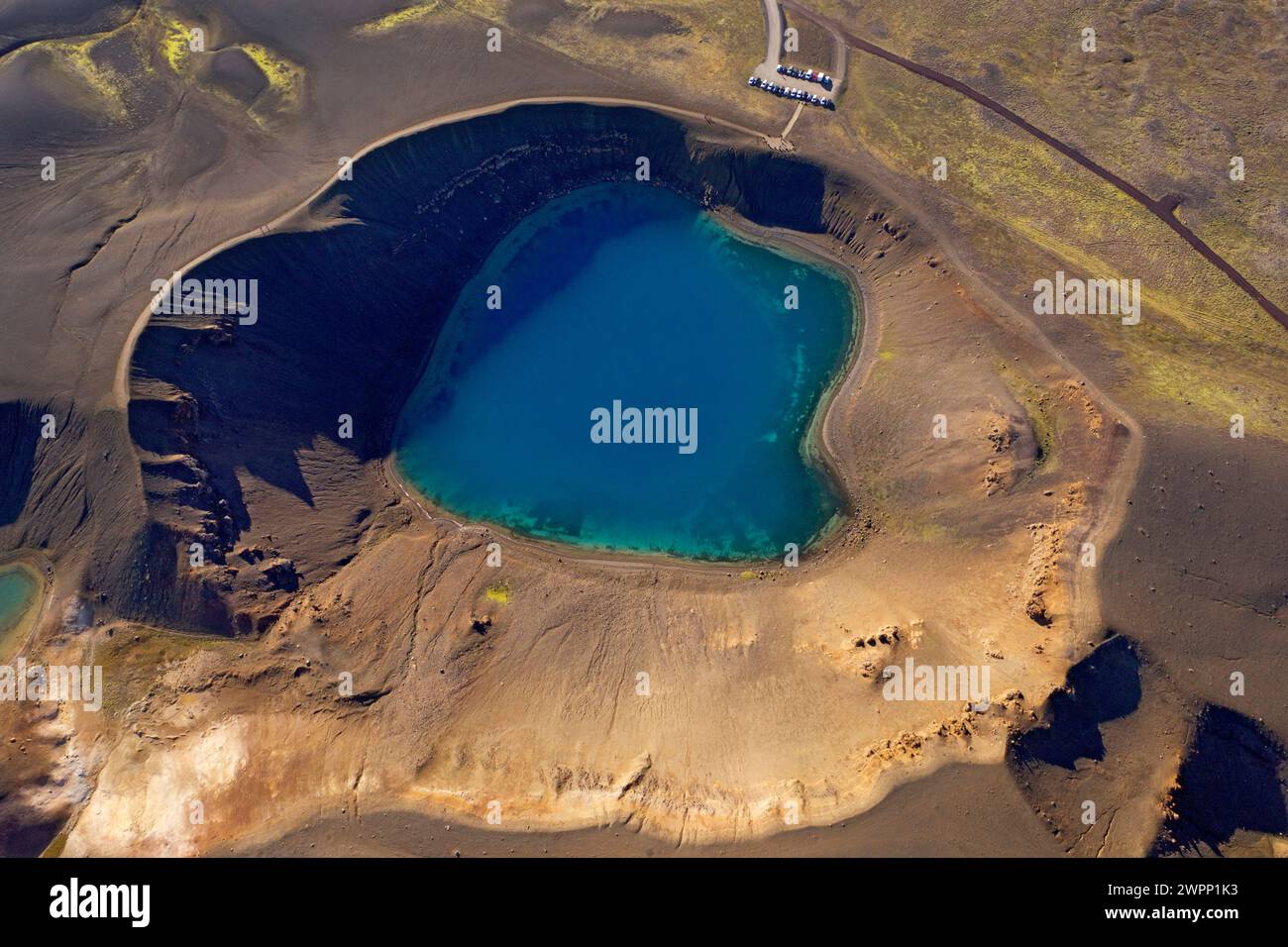 Aerial view of the viti crater on the krafla volcano hi-res stock ...