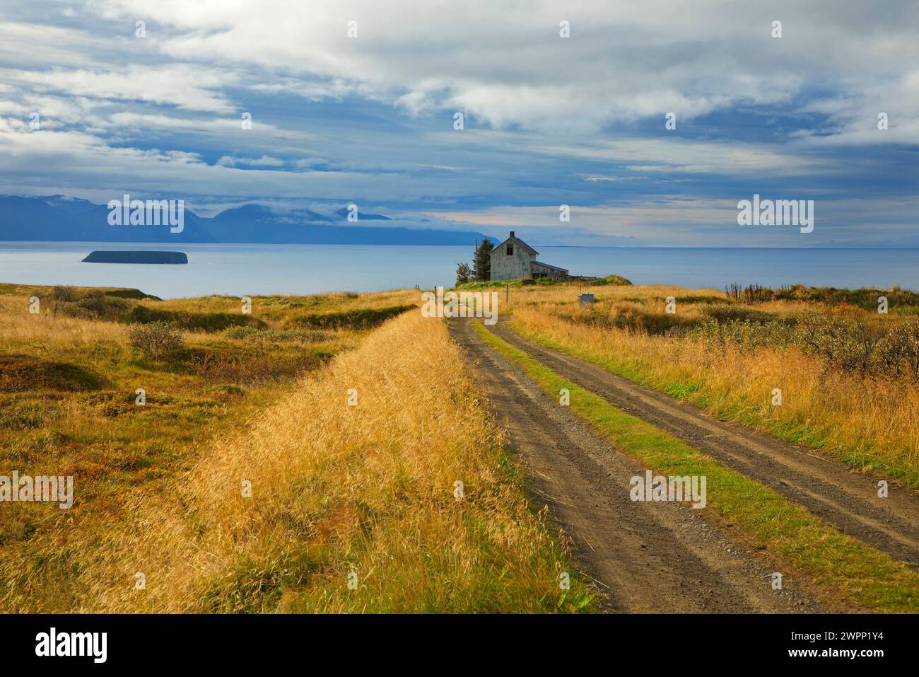 Ruin on the coastal section "Barmur" at Skjalfandi Bay near Husavik in ...