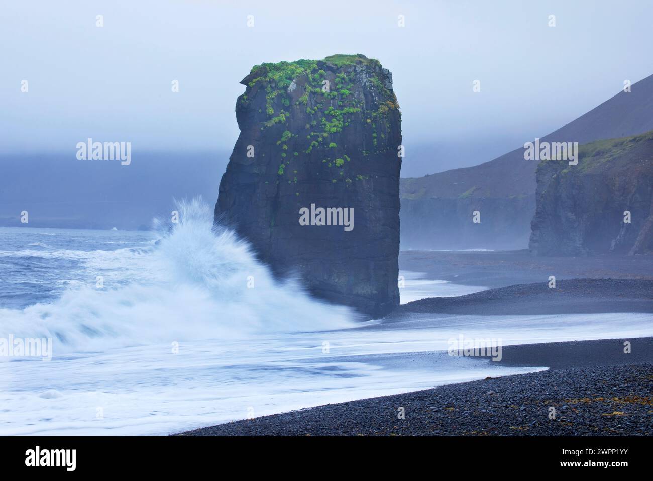 Surf of the North Atlantic on Iceland's east coast near Stapavik ...