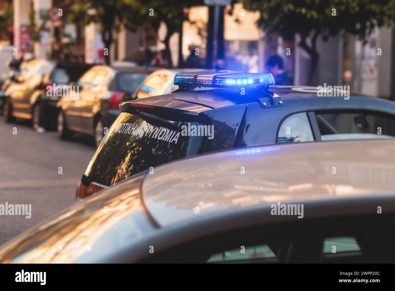 Athens Municipal Police car with siren, "Municipal Police" logo emblem ...