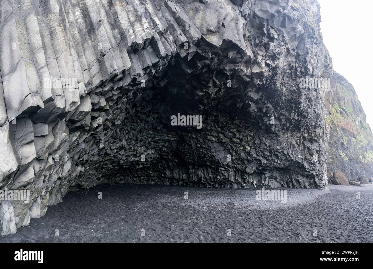 Halsanefshellir Cave in Iceland, Europe near Reynisfjara in misty ...