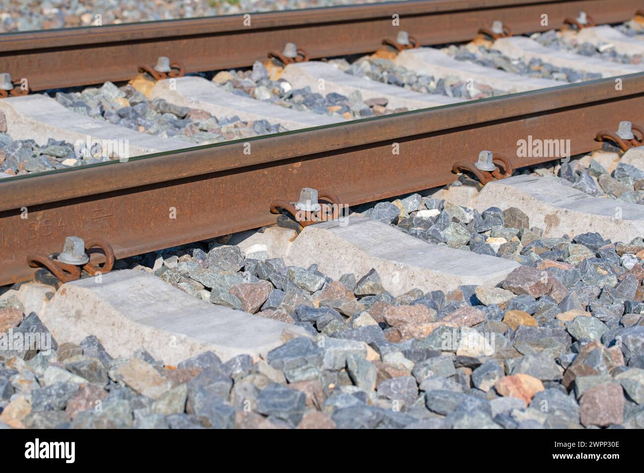 Tension clamps for rail fastening Stock Photo - Alamy